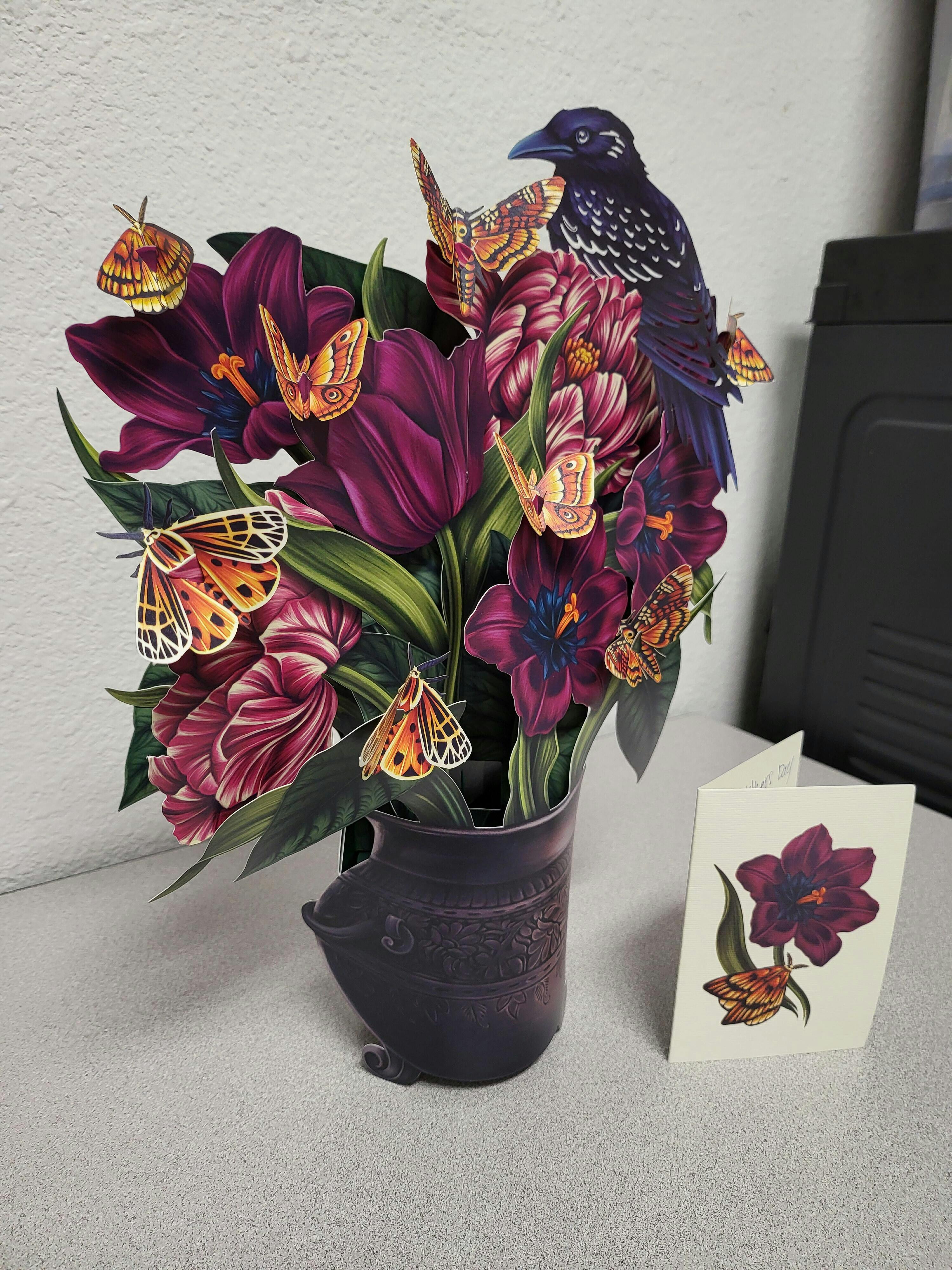 FreshCut Paper Pop Up Flowers Moonlight Garden 3D Greeting Card