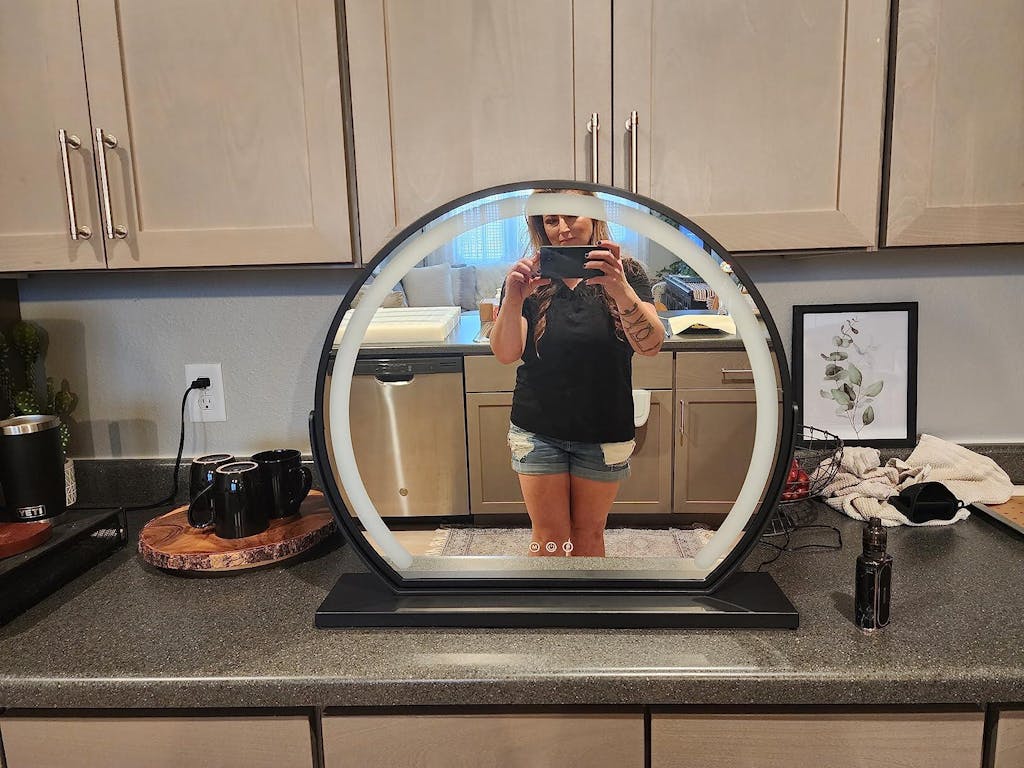 Round Makeup Vanity Mirror 24"/60cm Large for Dressing Table, LED Stri ...