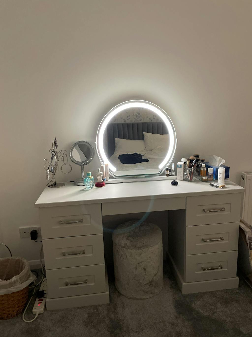 Round Makeup Vanity Mirror 24"/60cm Large for Dressing Table, LED Stri ...