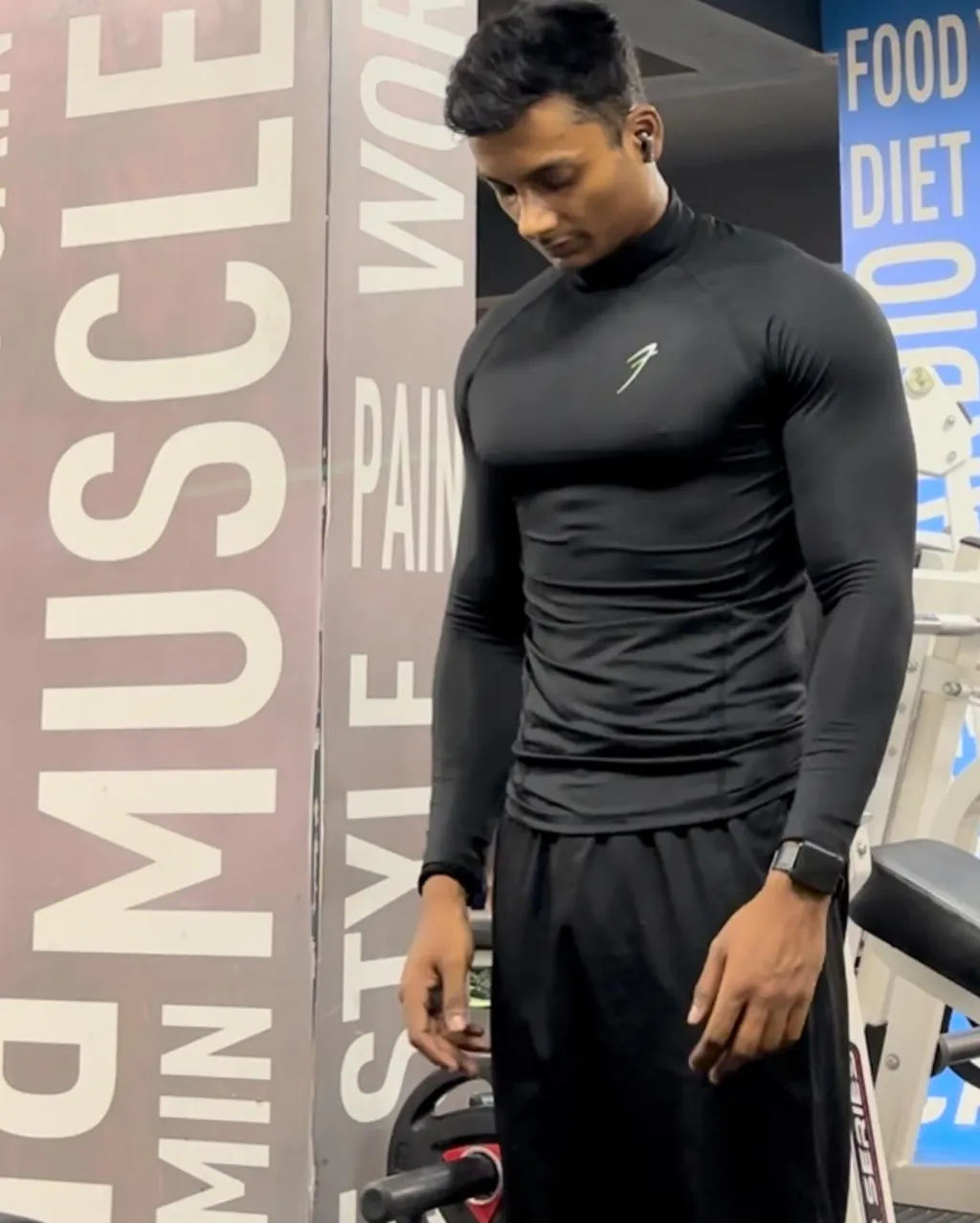 Buy Black High Neck Compression Full Sleeves T-shirt for men online ...