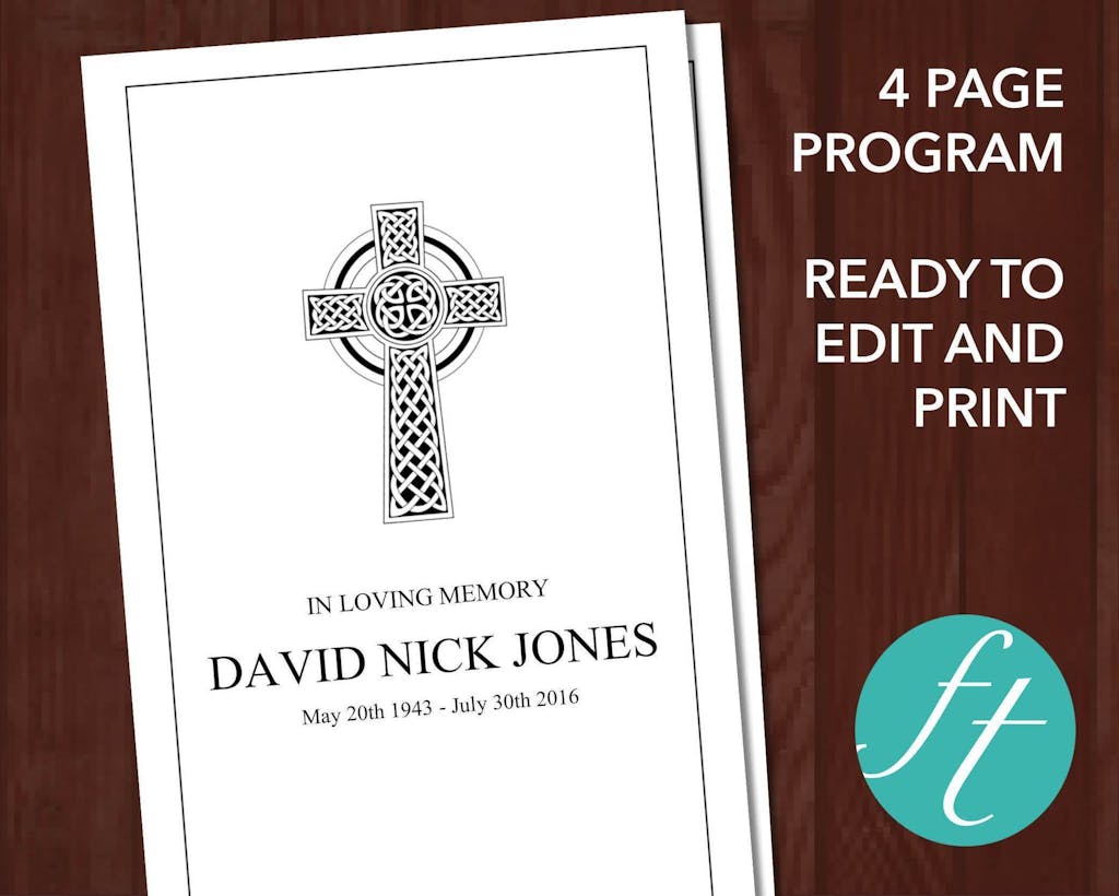 4 Page Catholic Cross Funeral Program Template – Funeral Templates