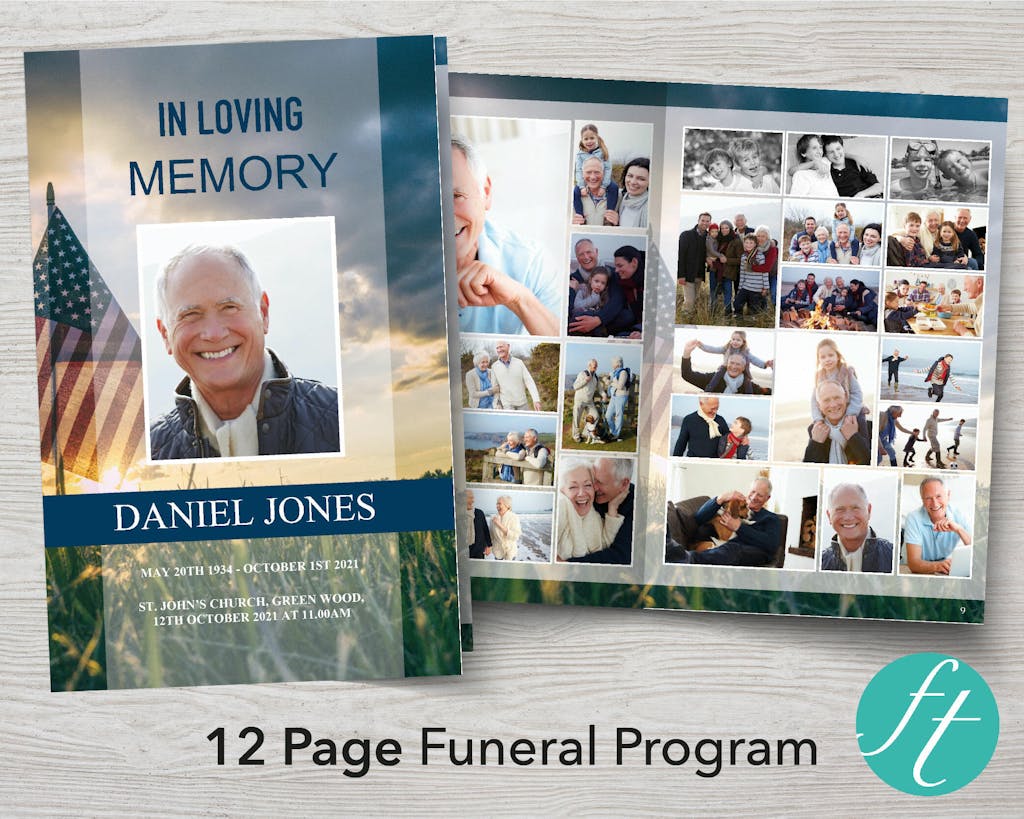 12 Page Military Funeral Program Template – Funeral Templates