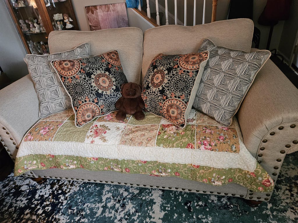 Vintage Flower Plaid Cotton Couch Cover - FunnyFuzzy