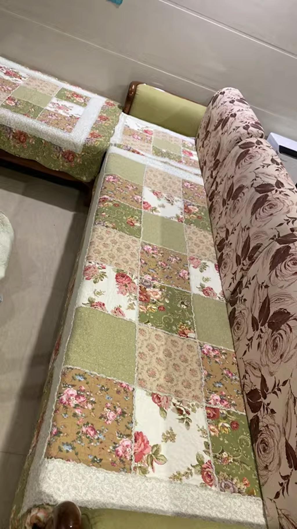 Vintage Flower Plaid Cotton Couch Cover - FunnyFuzzy