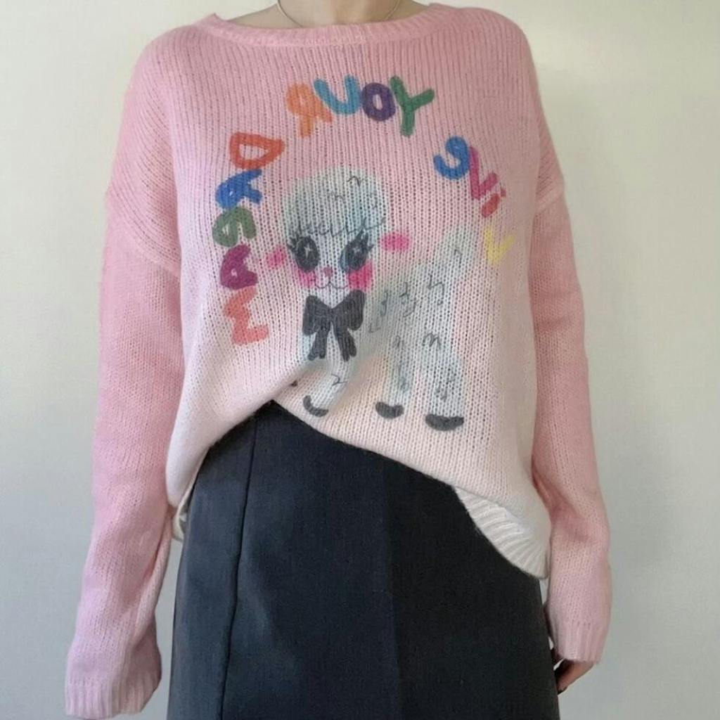 Lamb wool knit jumper - blush pink – Future Fusion Online