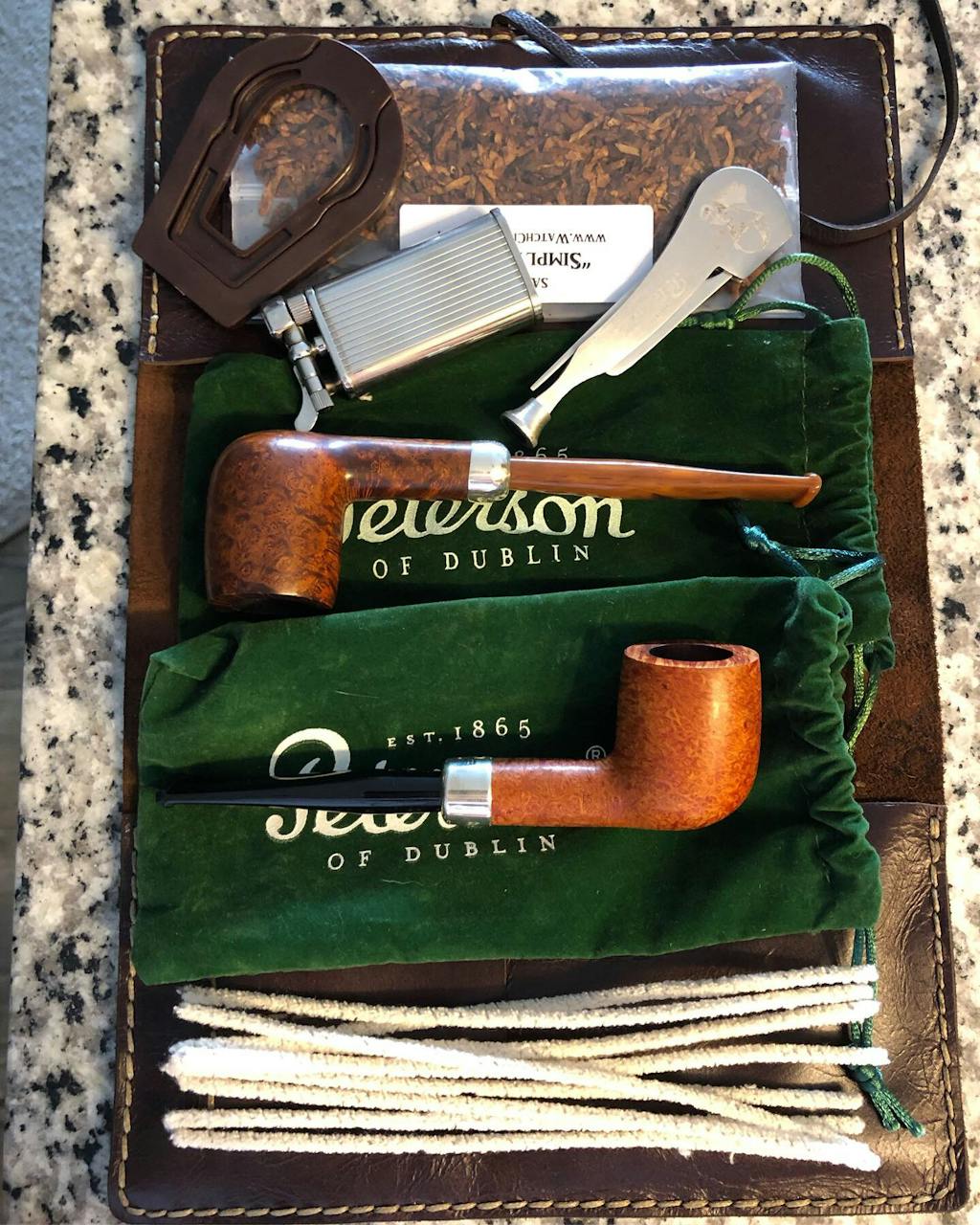 Personalized Leather Pipe Pouch -Rustic Dark Brown - Galen Leather