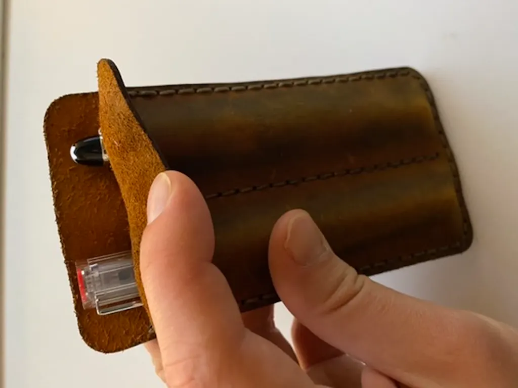 Leather Double Fountain Pen Case / Pen Sleeve - Crazy Horse Brown ...