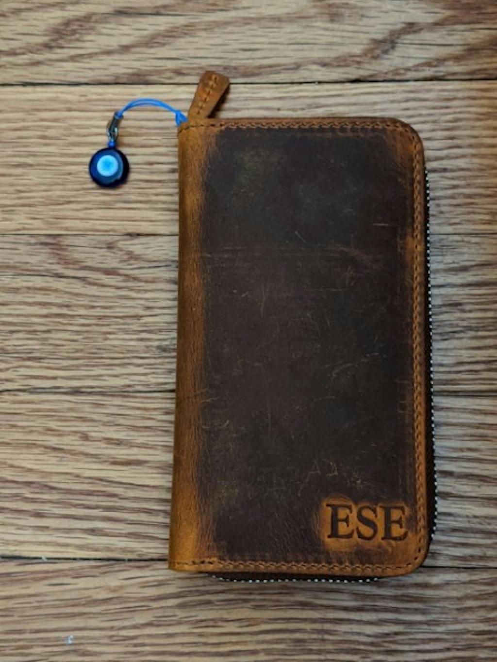 Handmade Leather Zippered 3 Slots Pen Case - Purple - Galen Leather