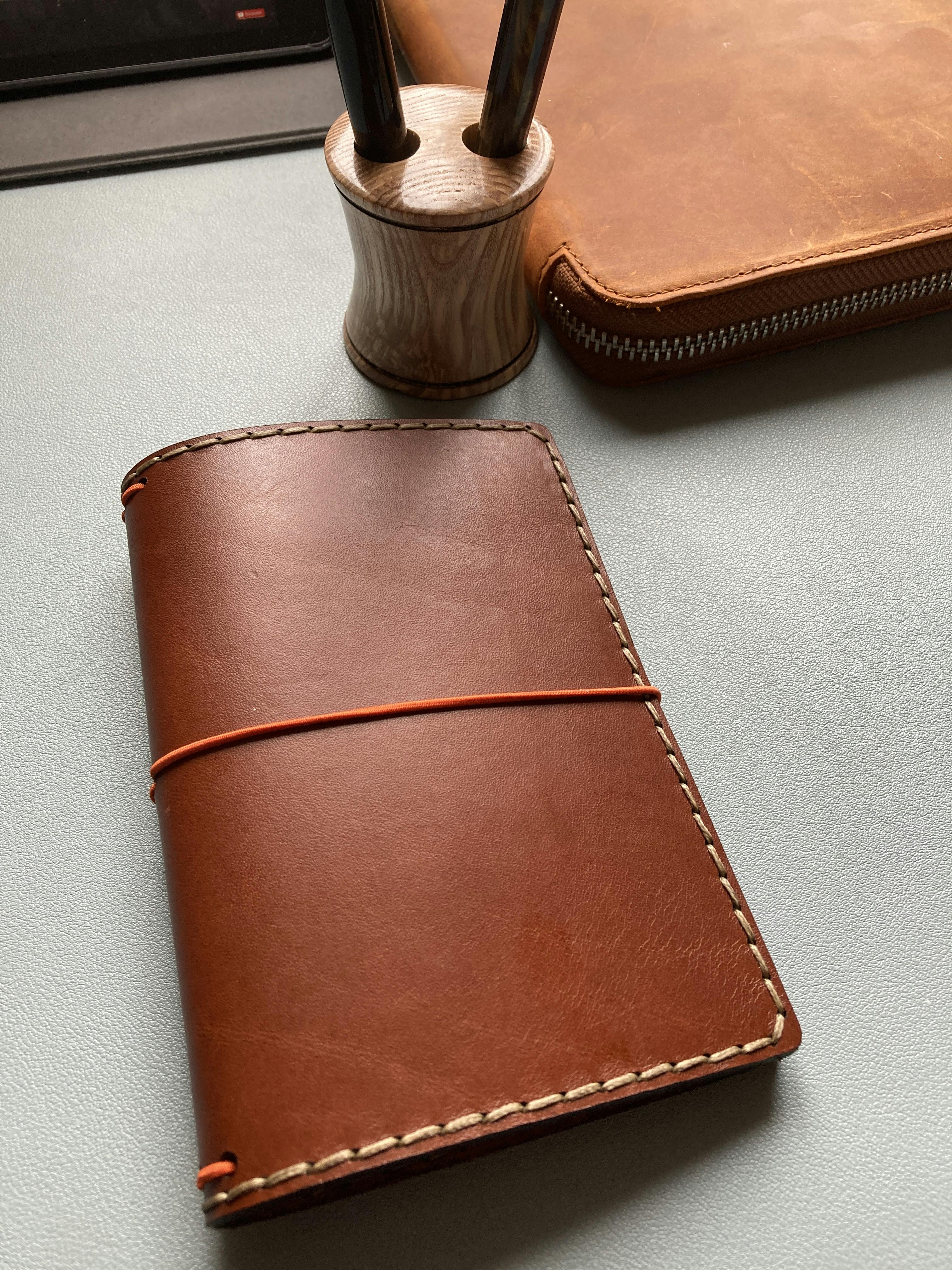Handmade Traveler's Notebook Leather Cover - Brown - Galen Leather