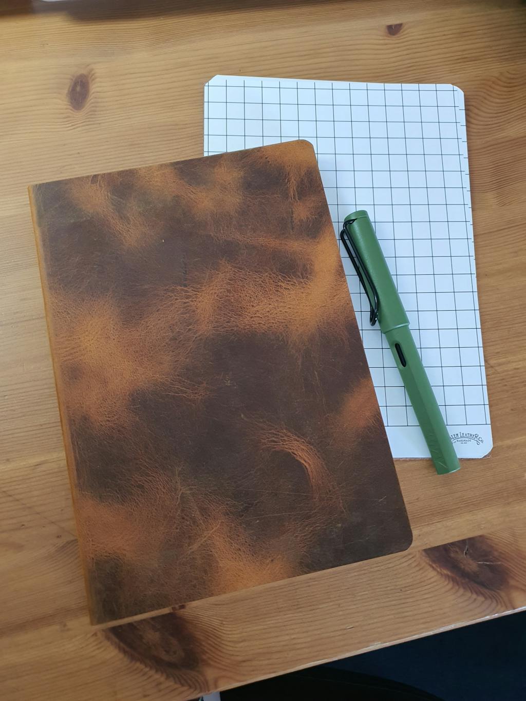 Leather Notebook A5 in Green - Handcrafted Leather Bound Journal ...
