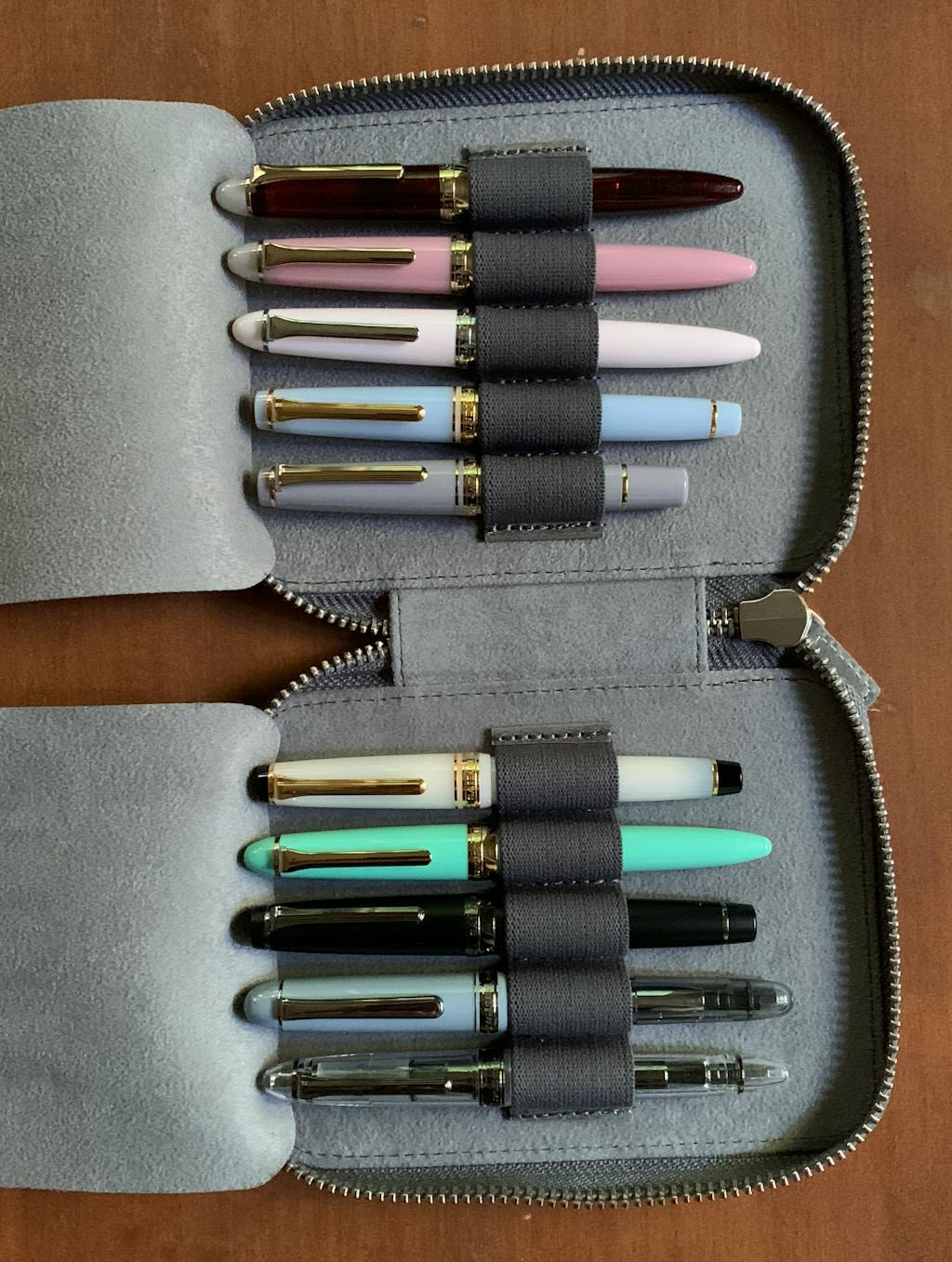 Leather Zippered 10 Slots Pen Case - Crazy Horse Brown - Galen Leather