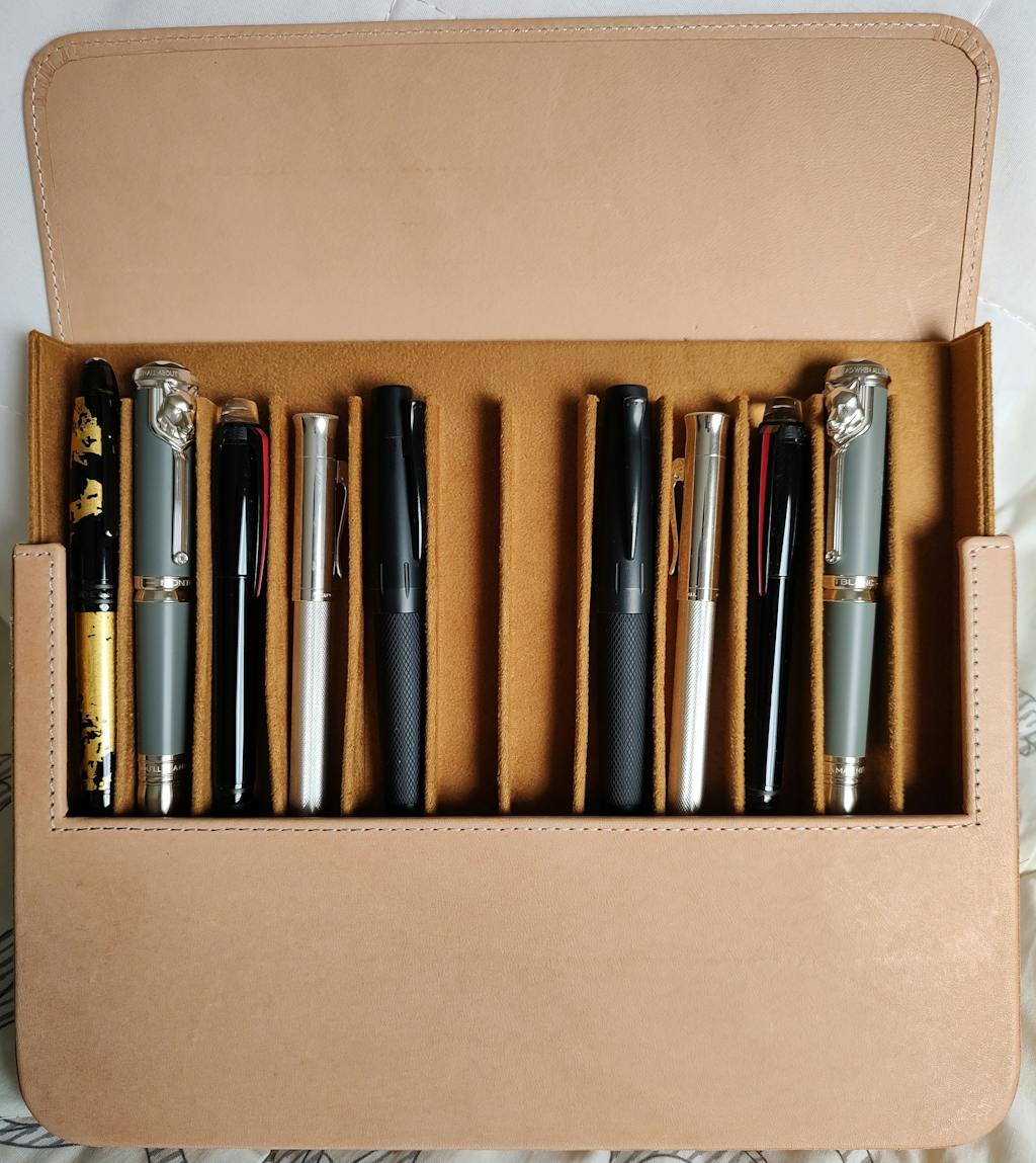 Handmade Black Leather Hard Pen Case with Removable 6 Slots Pen Tray ...