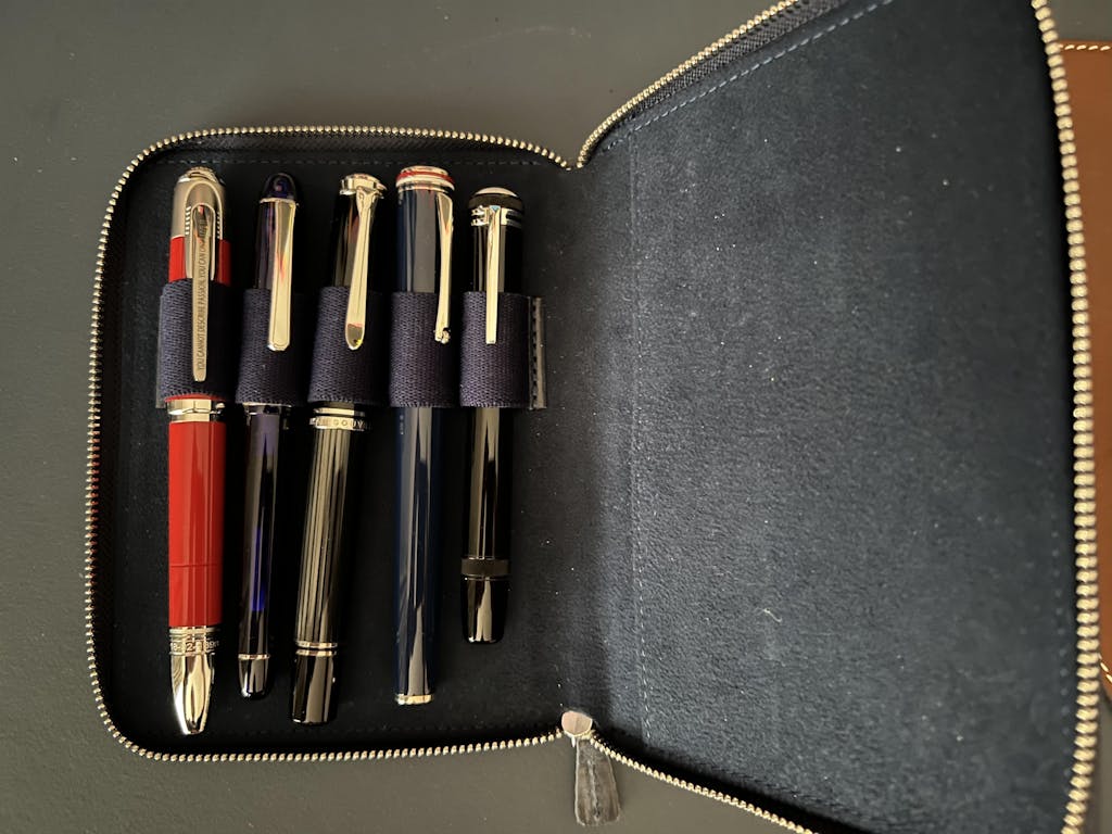 Leather Zippered 5 Slots Pen Case - Crazy Horse Brown - Galen Leather