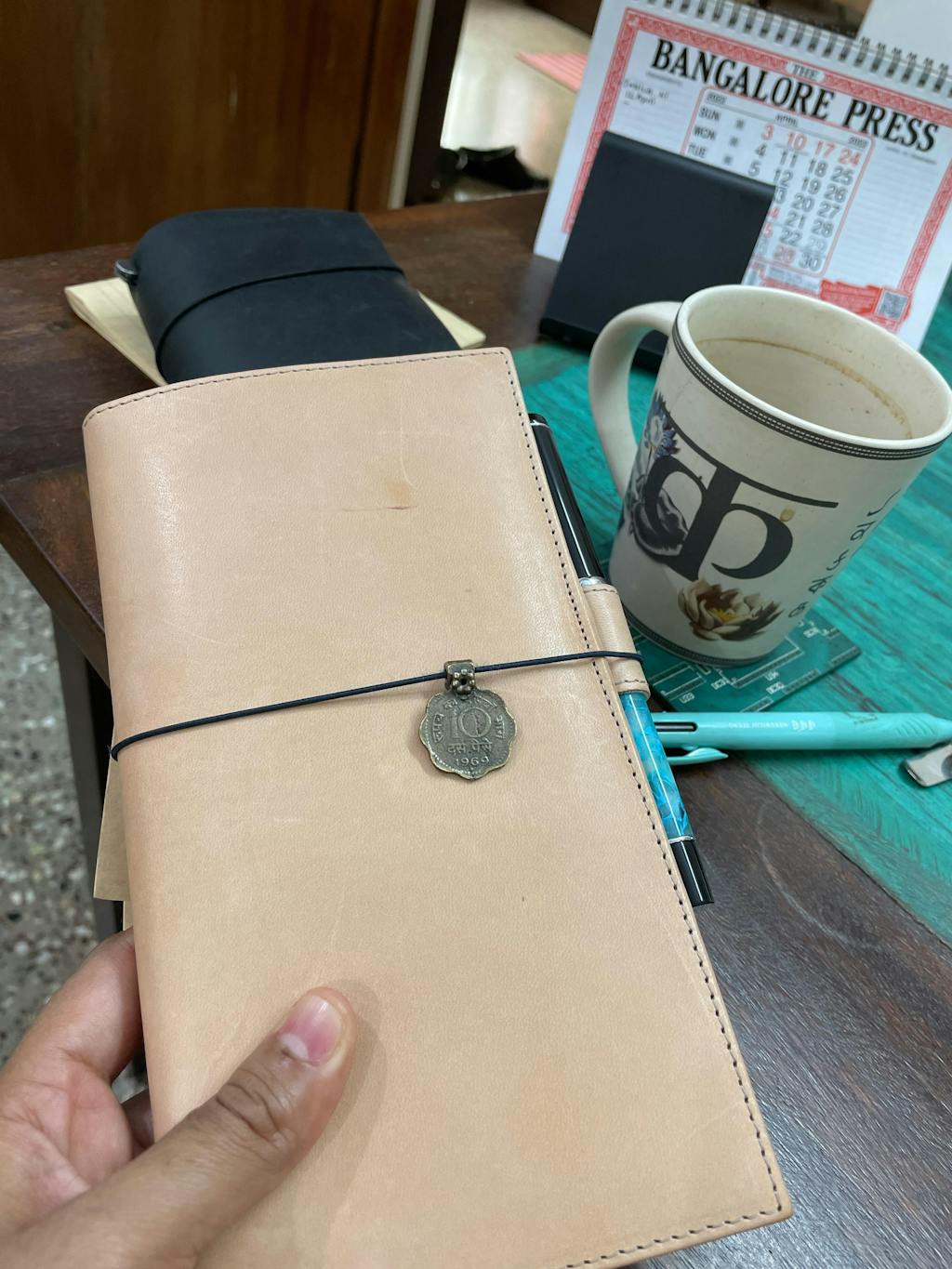 Handmade Leather Long Wallet Insert - 9.5cm x 13.5cm - Smoky Grey ...