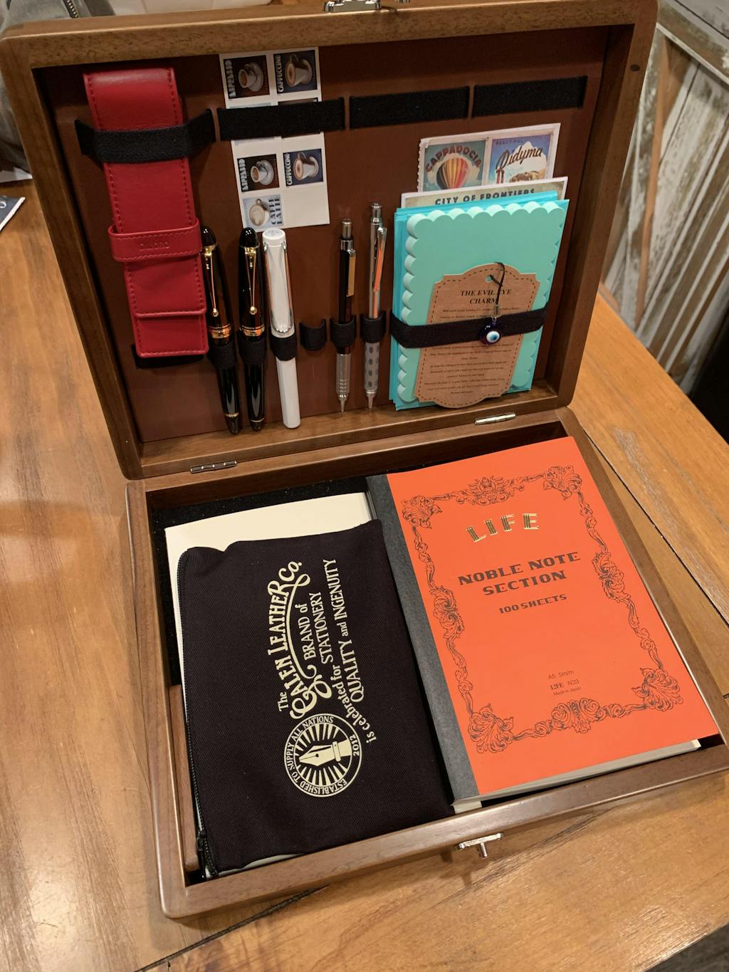 The Writing Box - Portable Wooden Writing Desk - Galen Leather