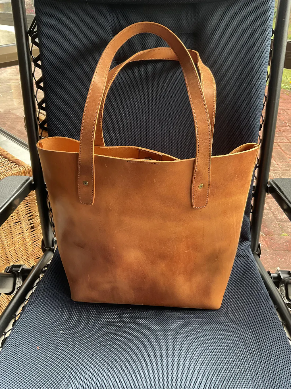 Handmade Leather Tote Bag - Crazy Horse Tan - Galen Leather