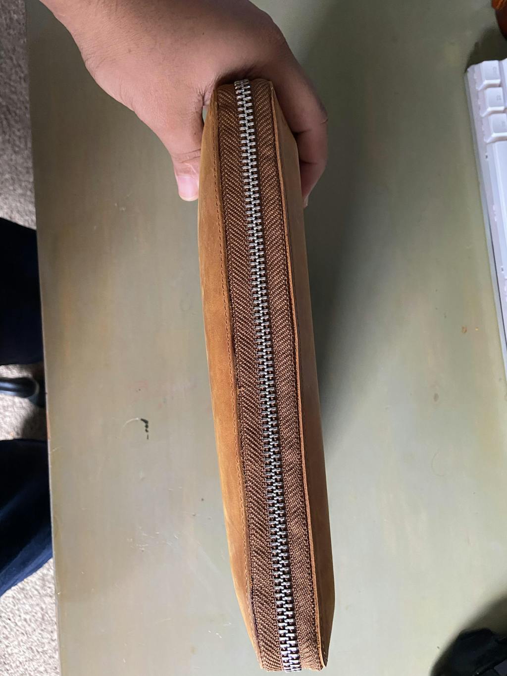 Navy Blue Leather Zippered Folio - 9 x 11.2 inches (23 x 28.5 cm ...