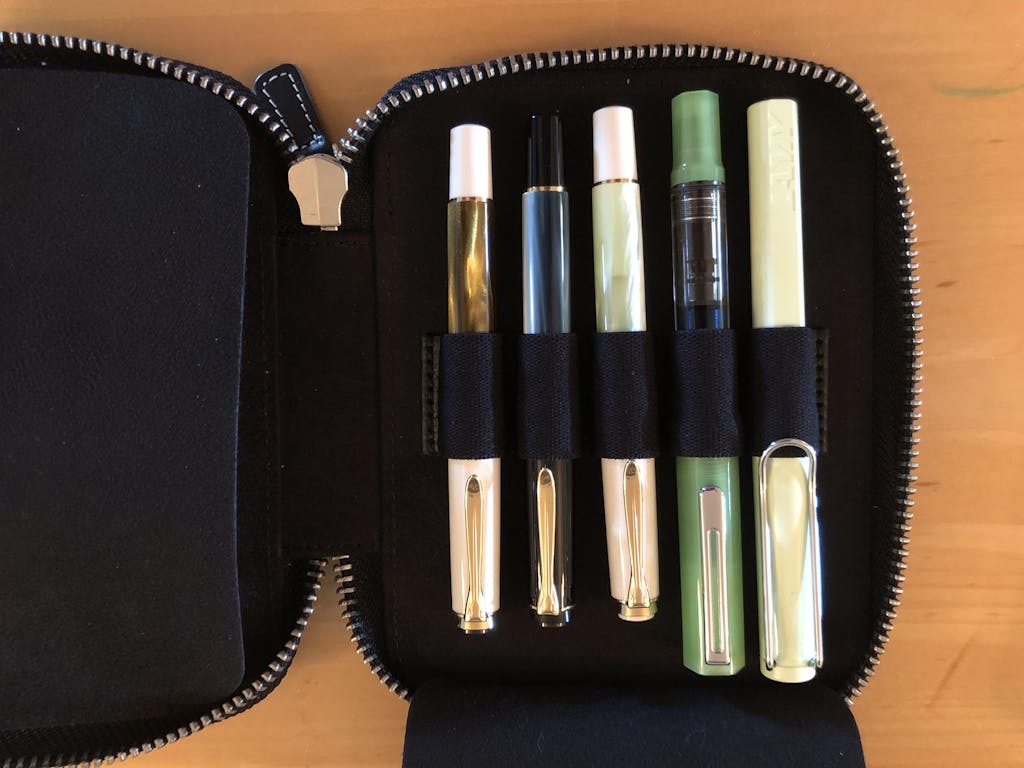 Handmade Leather Zippered 10 Slots Pen Case - Black - Galen Leather