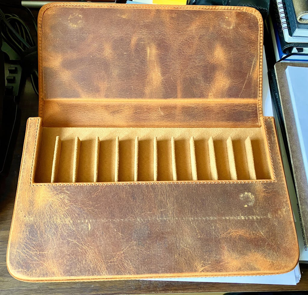 Handmade Green Leather 6 Slots Hard Pen Case for Fountain Pens - Galen ...