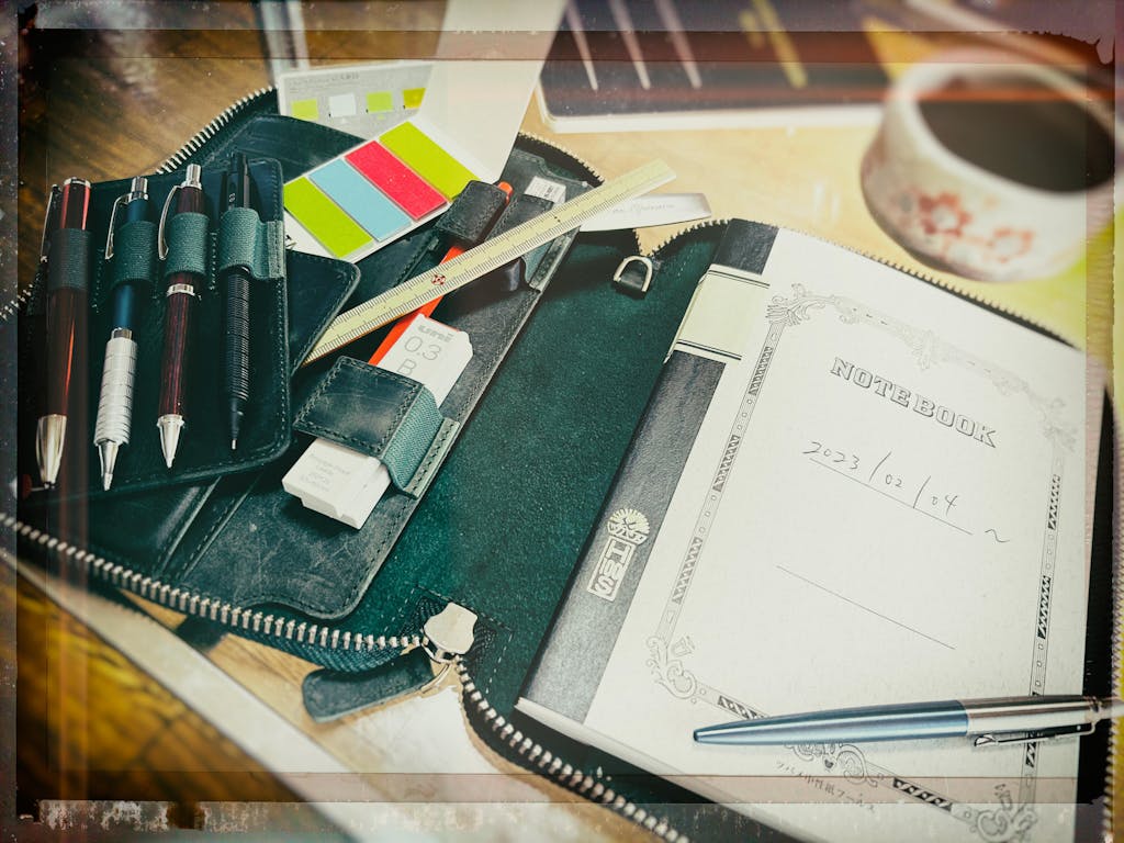 Leather Zippered A5 Leuchtturm1917 Notebook Folio - Black - Galen Leather