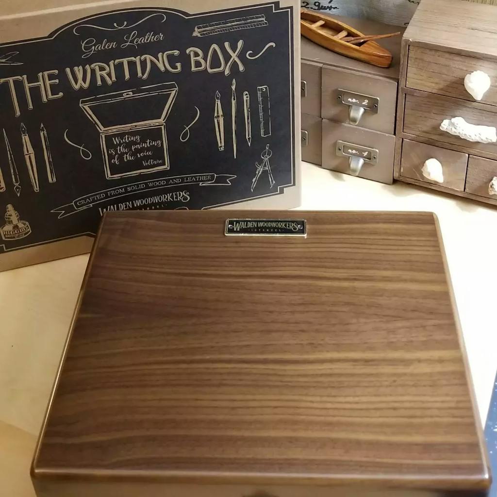 The Writing Box - Portable Wooden Writing Desk - Galen Leather