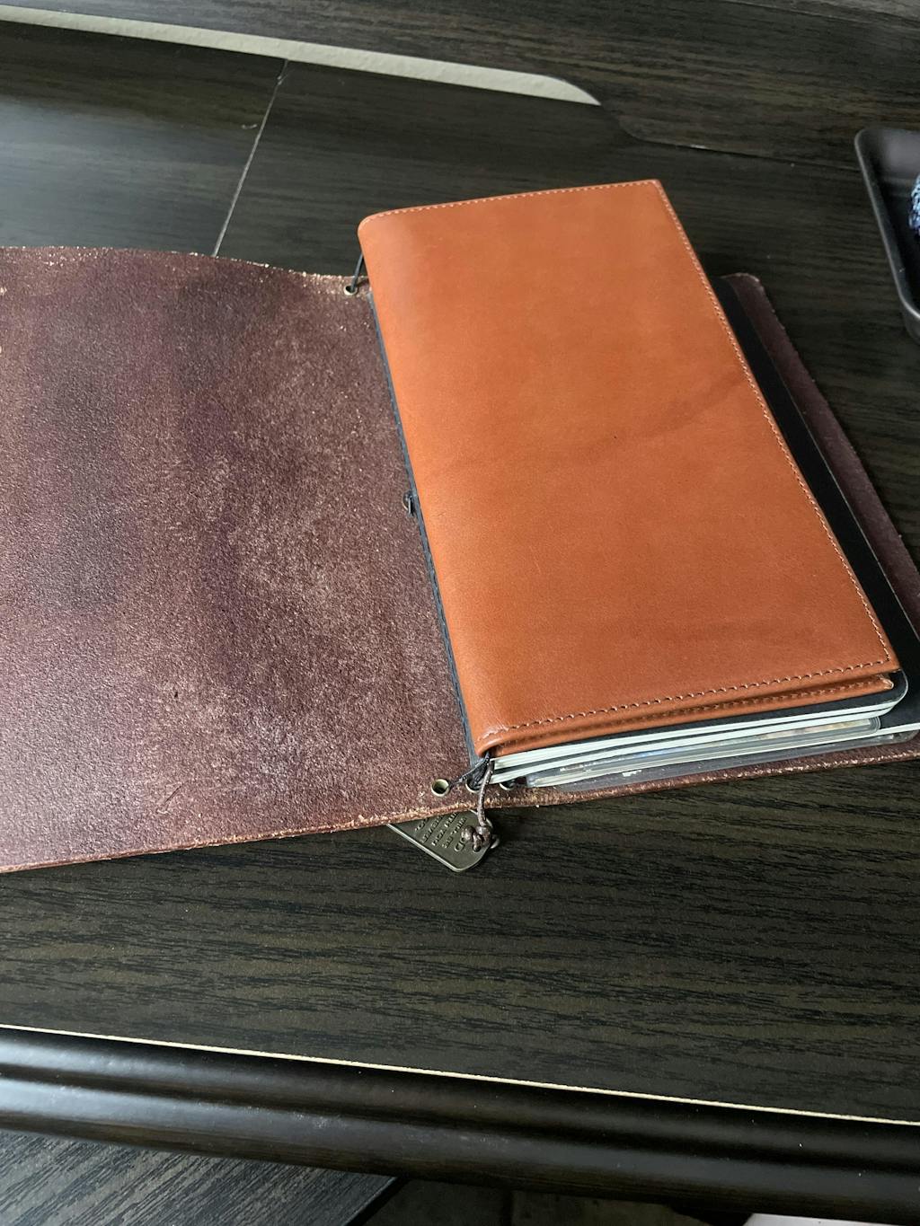 Handmade Leather Long Wallet Insert - 9.5cm x 13.5cm - Smoky Grey ...