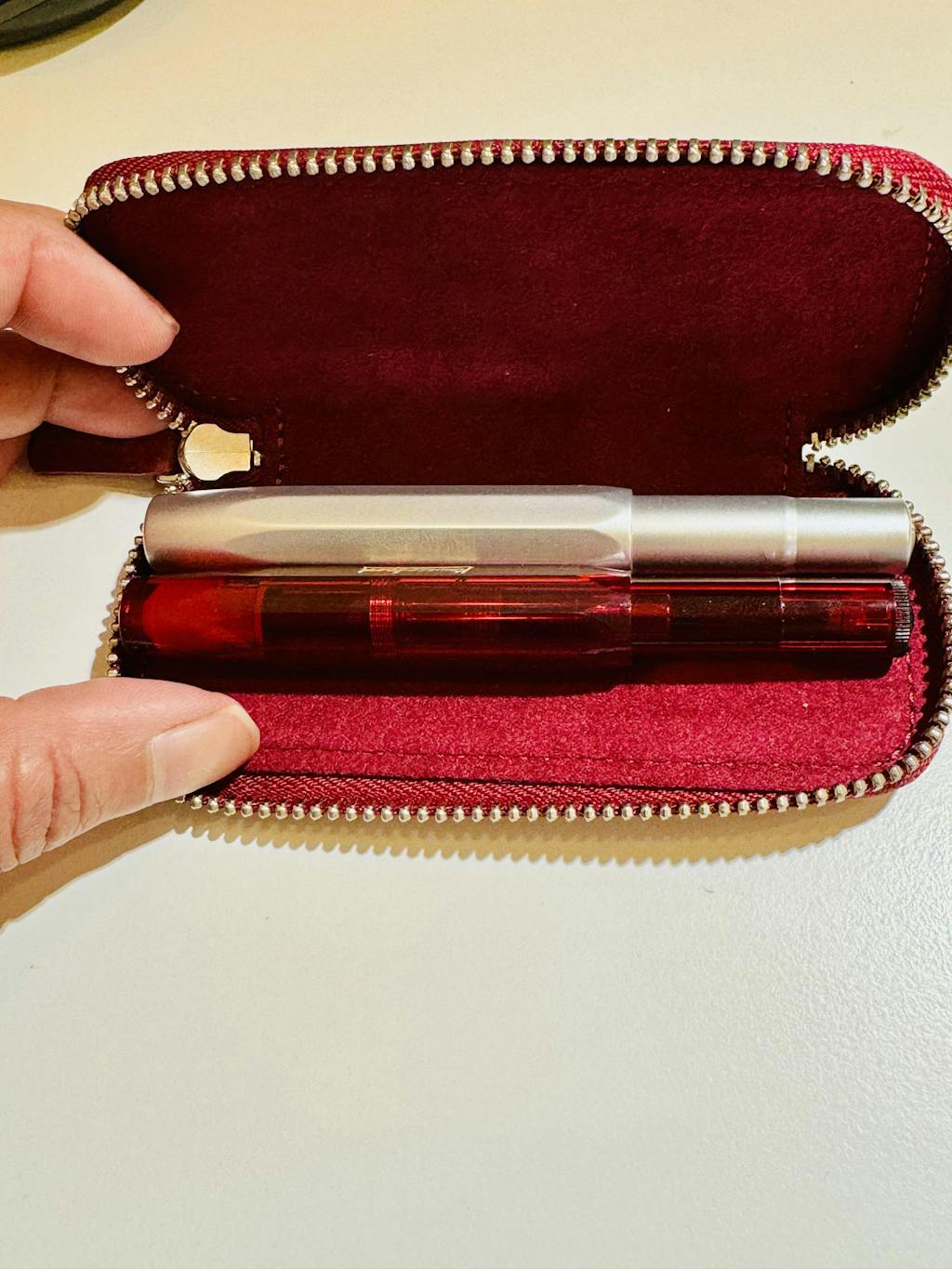 Handmade Purple Leather Zippered Double Pen Case for Kaweco Pens ...