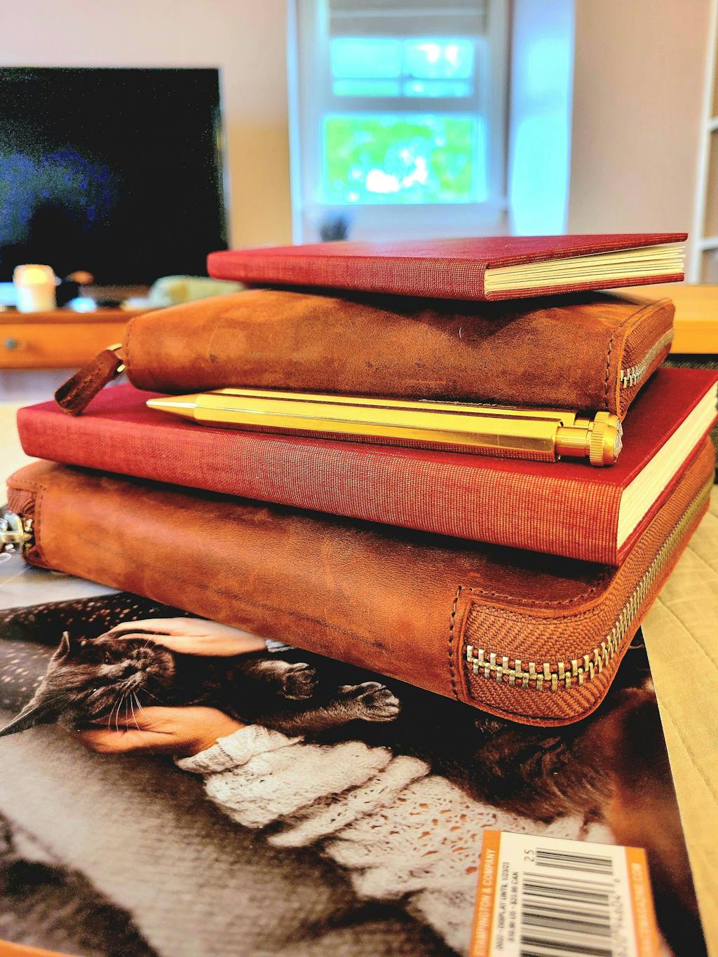 Brown Leather Zippered A5 Notebook Padfolio - Galen Leather