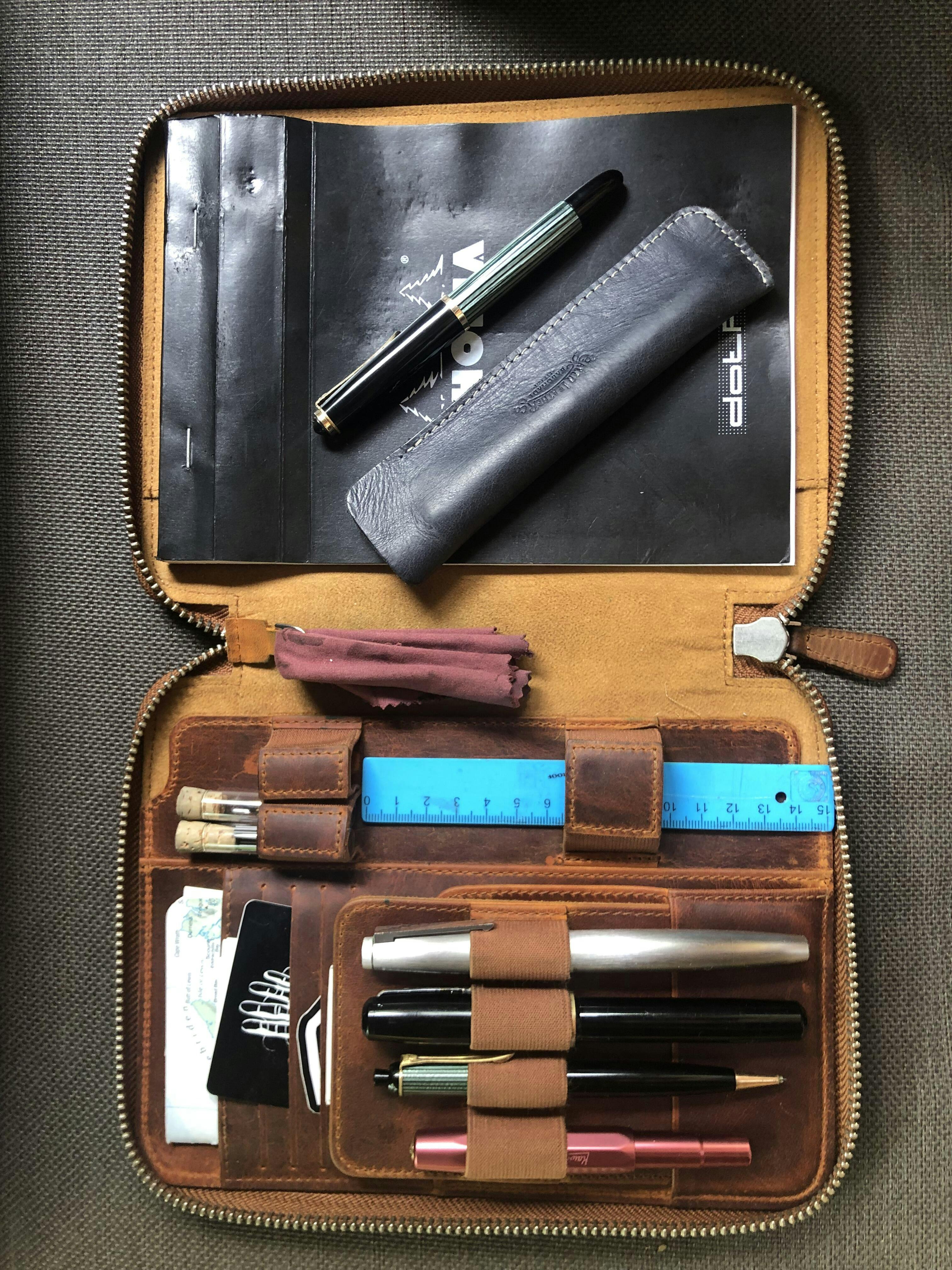 Brown Leather Zippered A5 Notebook Padfolio - Galen Leather