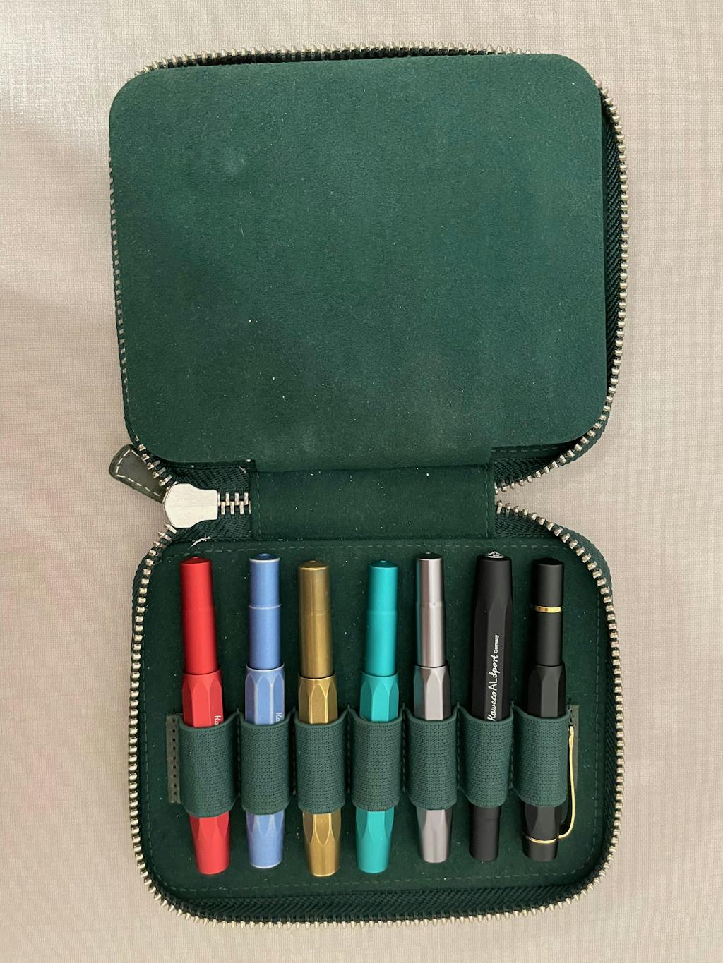 Handmade Leather Zippered 10 Slots Pen Case - Black - Galen Leather