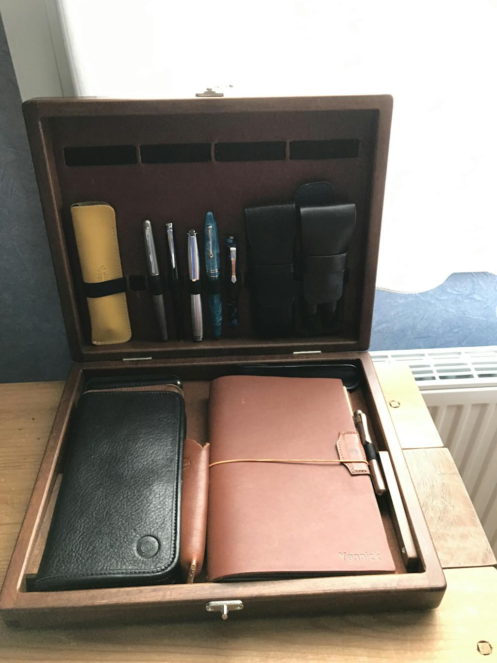 The Writing Box - Portable Wooden Writing Desk - Galen Leather
