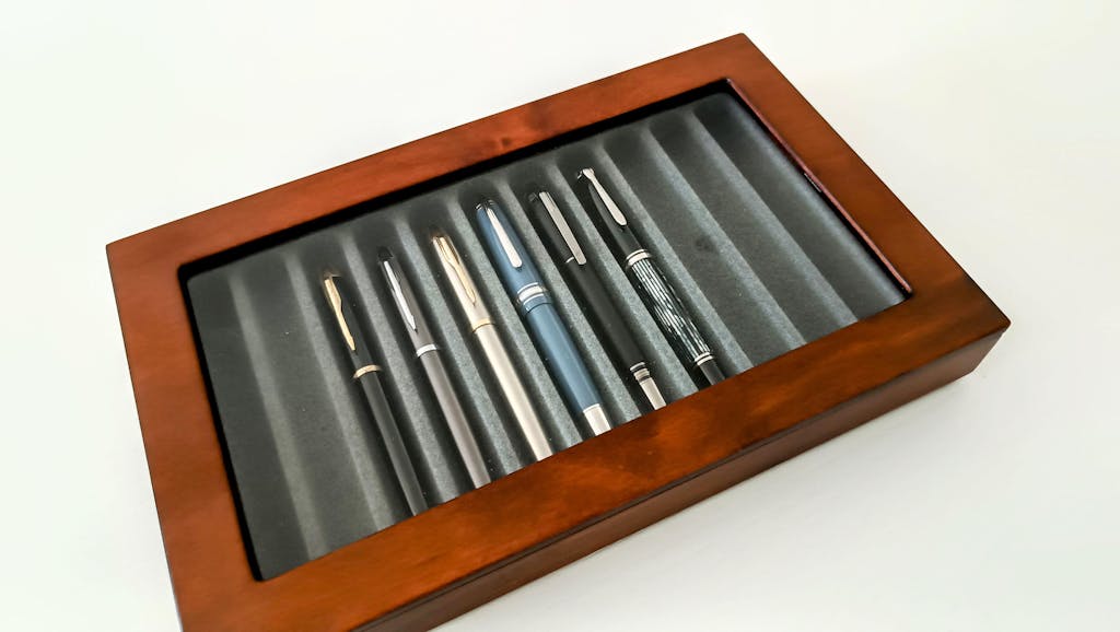 Stack & Store Wood Pen Display Box - Holds 11 Pens | Galen Leather