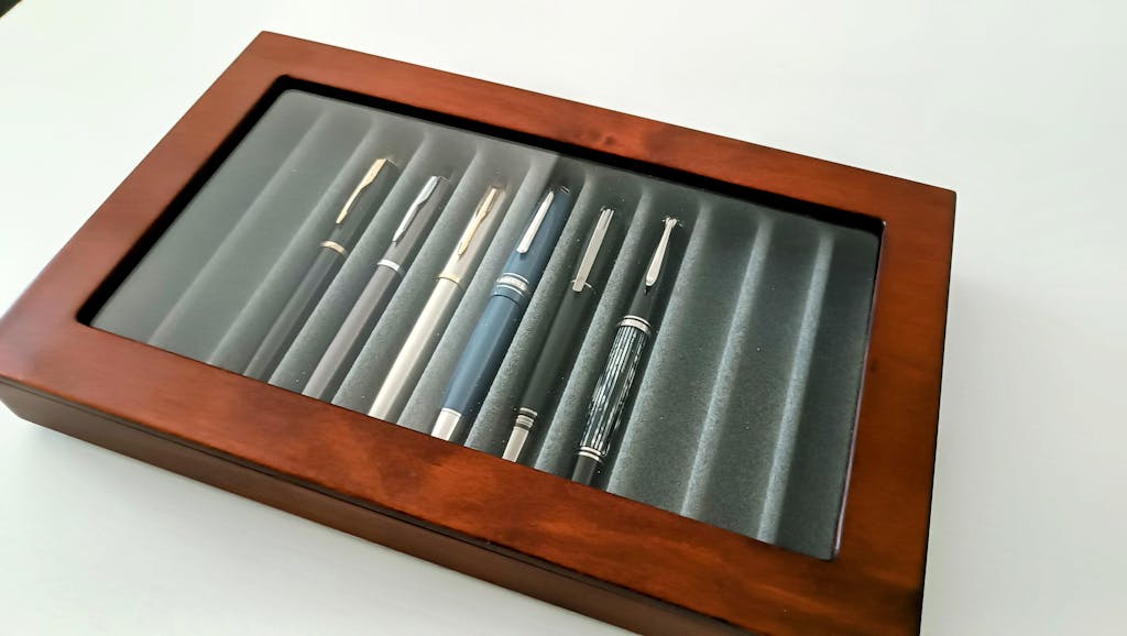 Stack & Store Wood Pen Display Box - Holds 11 Pens | Galen Leather