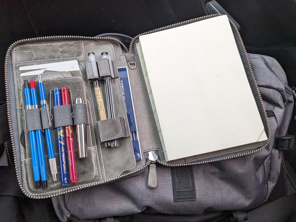 Brown Leather Zippered A5 Notebook Padfolio - Galen Leather