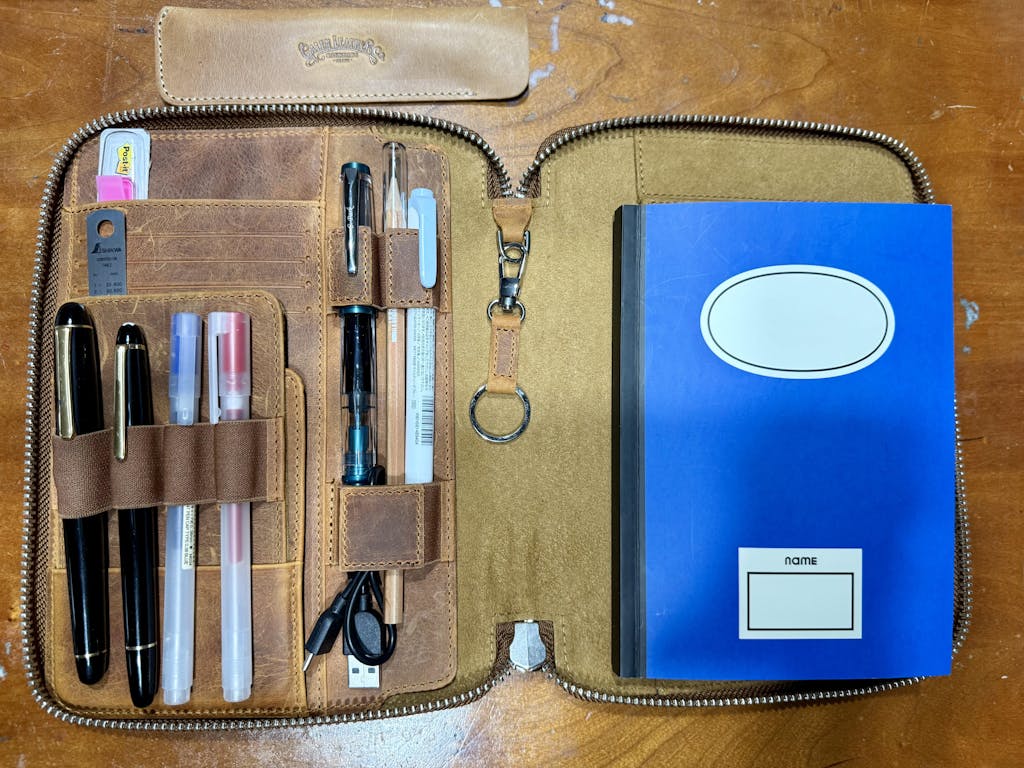 Brown Leather Zippered A5 Notebook Padfolio - Galen Leather