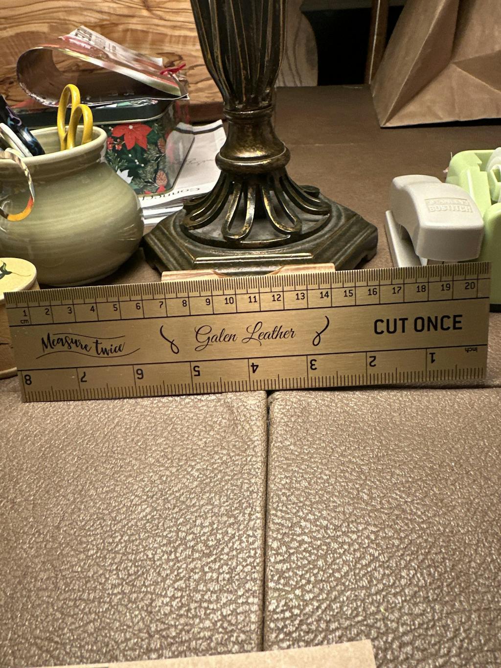 Vintage Brass Ruler - Imperial & Metric Measurements - Galen Leather