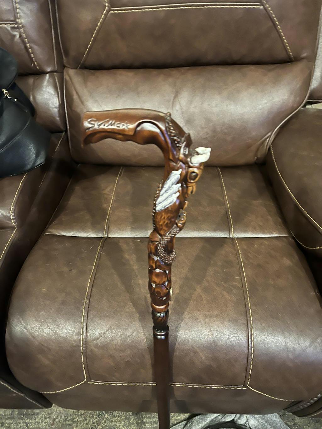 Buffalo Skull & Snake Wooden Cane Walking Stick – GC-Artis Walking ...