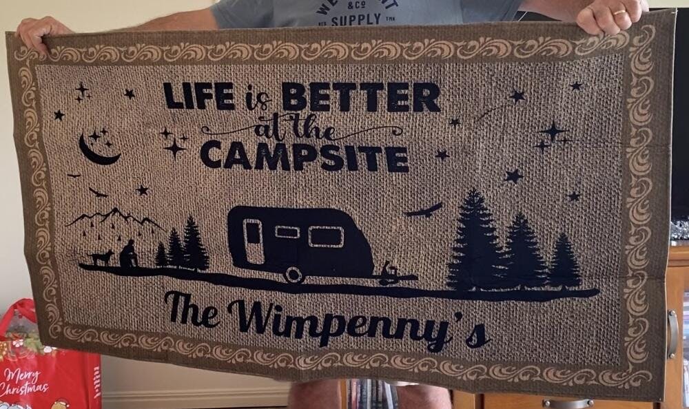 Retro Sunset Into The Forest We Go Custom Text Camping Patio Mat HN590 ...