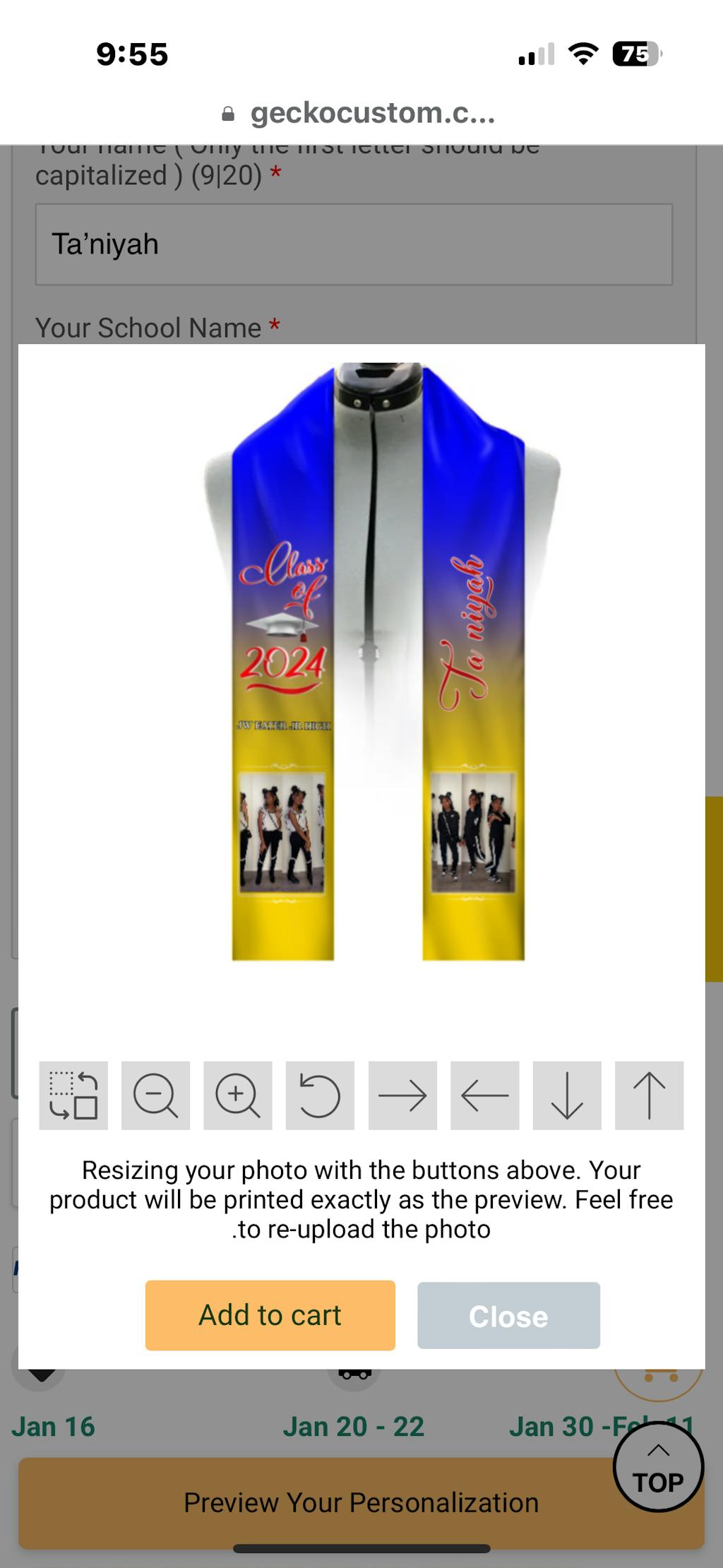 Graduation 2024 Stoles, Upload Photo, Custom Name and School TA29 8902 ...