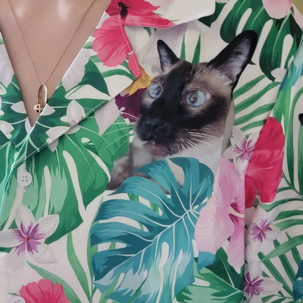 Custom Photo Tropical Style Cat Hawaii Shirt N304 889467 - GeckoCustom