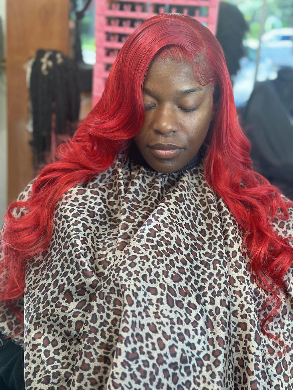 Red Body Wave HD Lace Front Wig Colored Glueless Pre Plucked Nature Ha ...