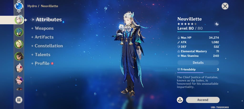 Neuvillette with Signature Weapon and Wishes