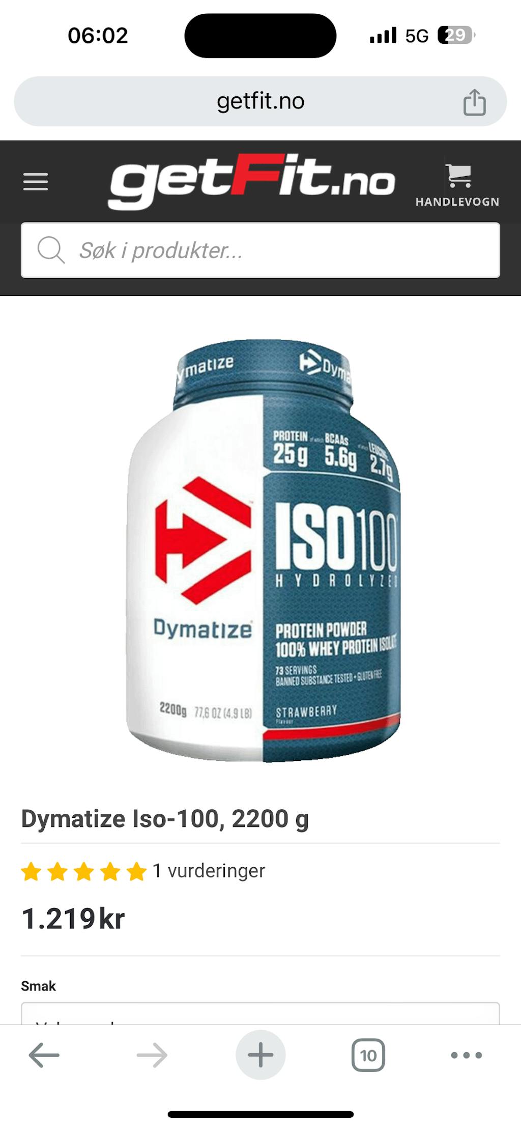 Kjøp Dymatize Iso 100 2200g på getFit.no