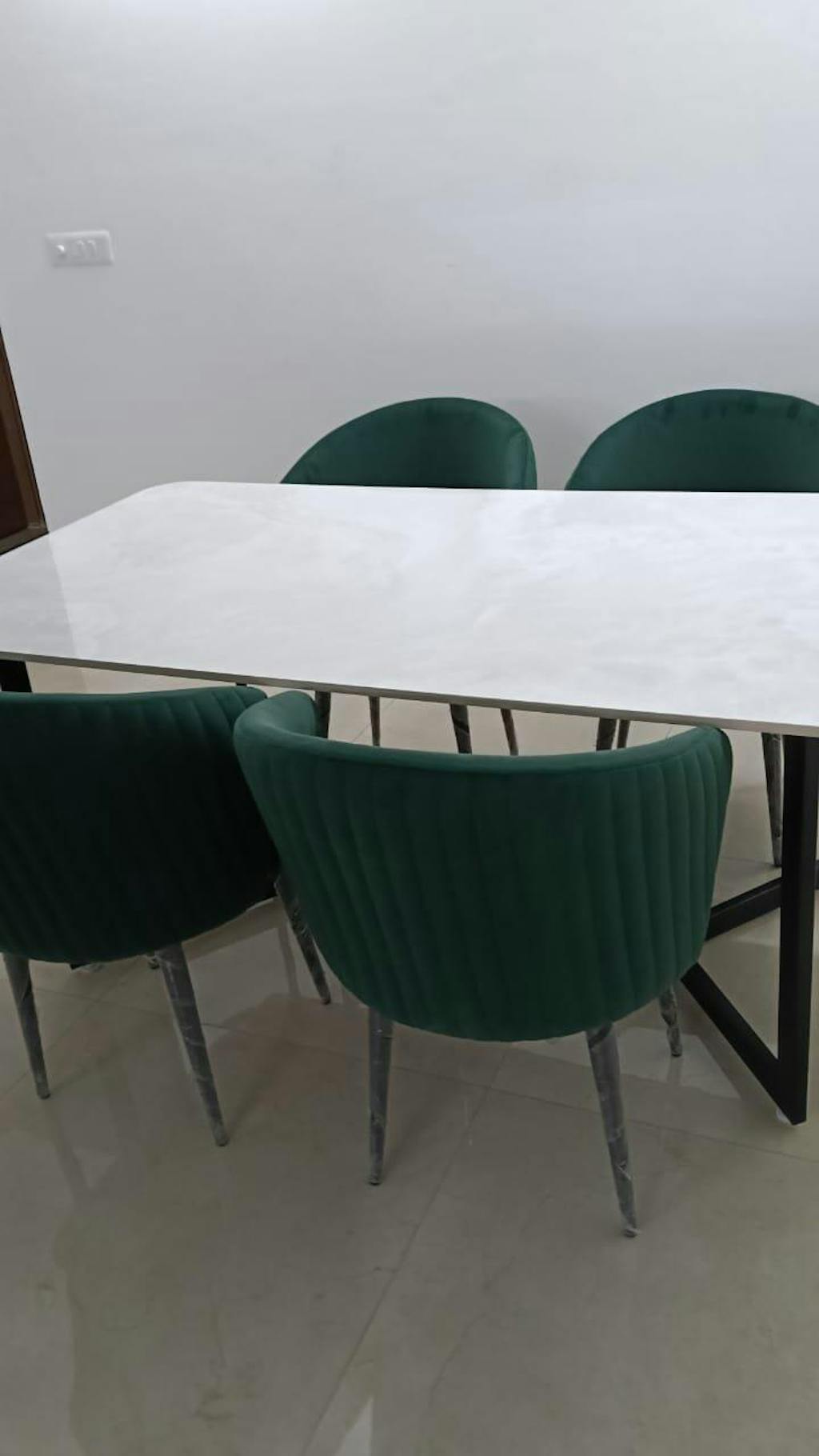 Buy Vegas Satwario Marble Top Dining Table With Black Powder Coated ...