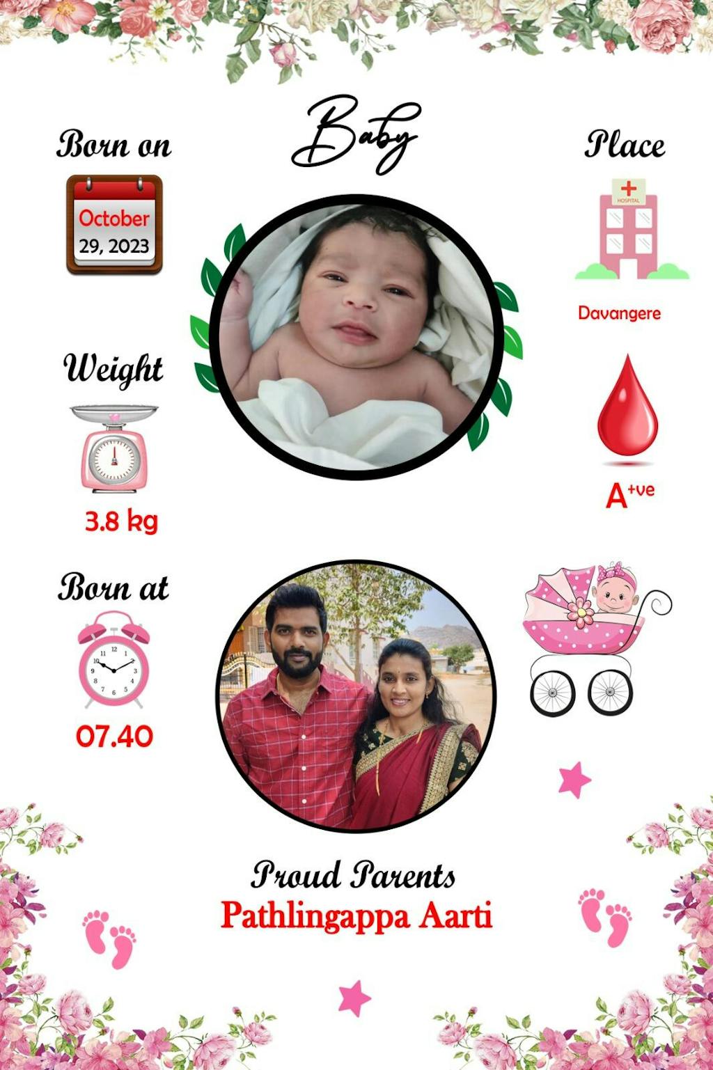 Personalized Baby Frame | New Born Baby Birth Frame | Giftify