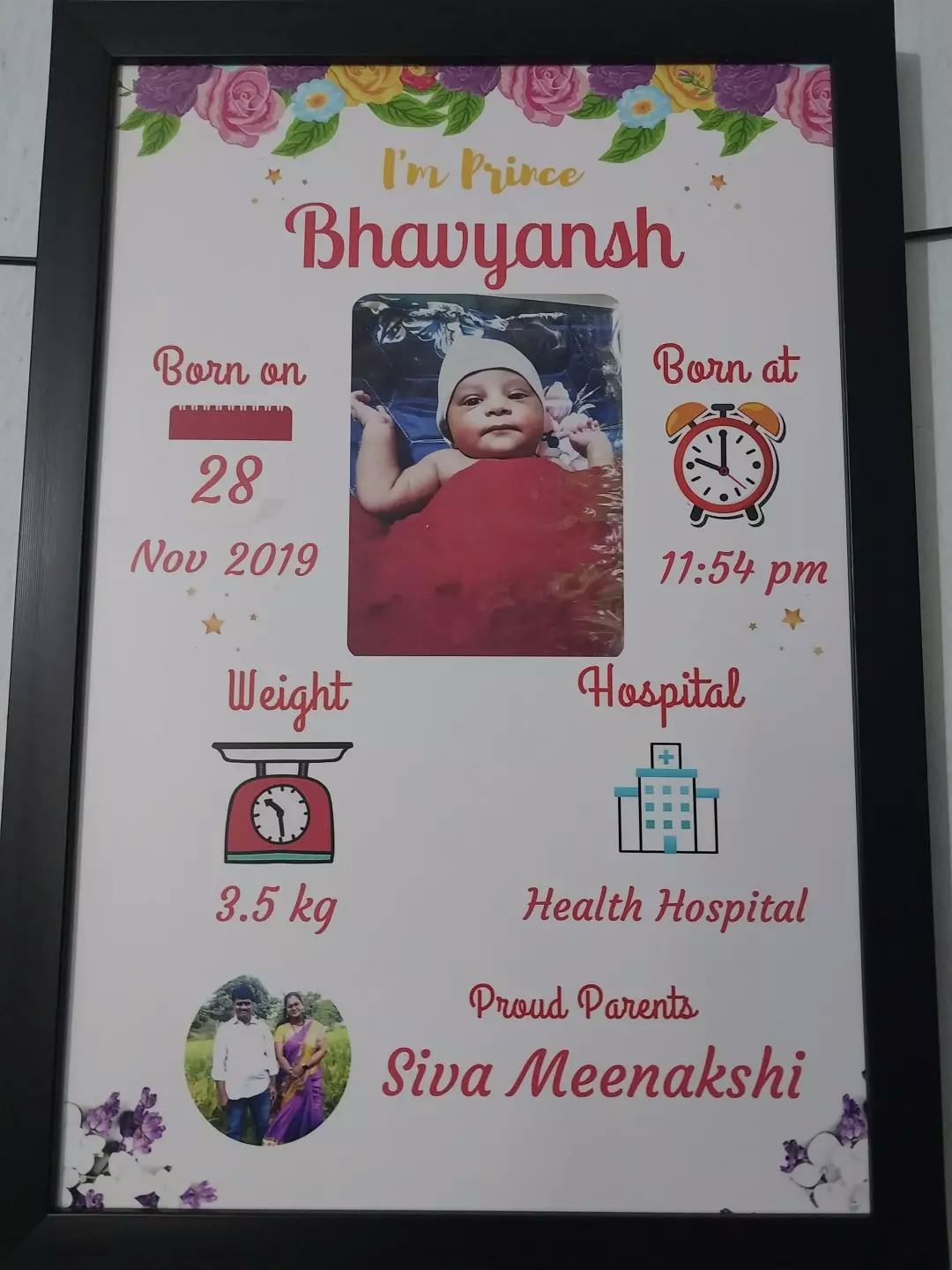 Personalised Baby Birth Frame - Gifting Studio – GiftingStudio.in