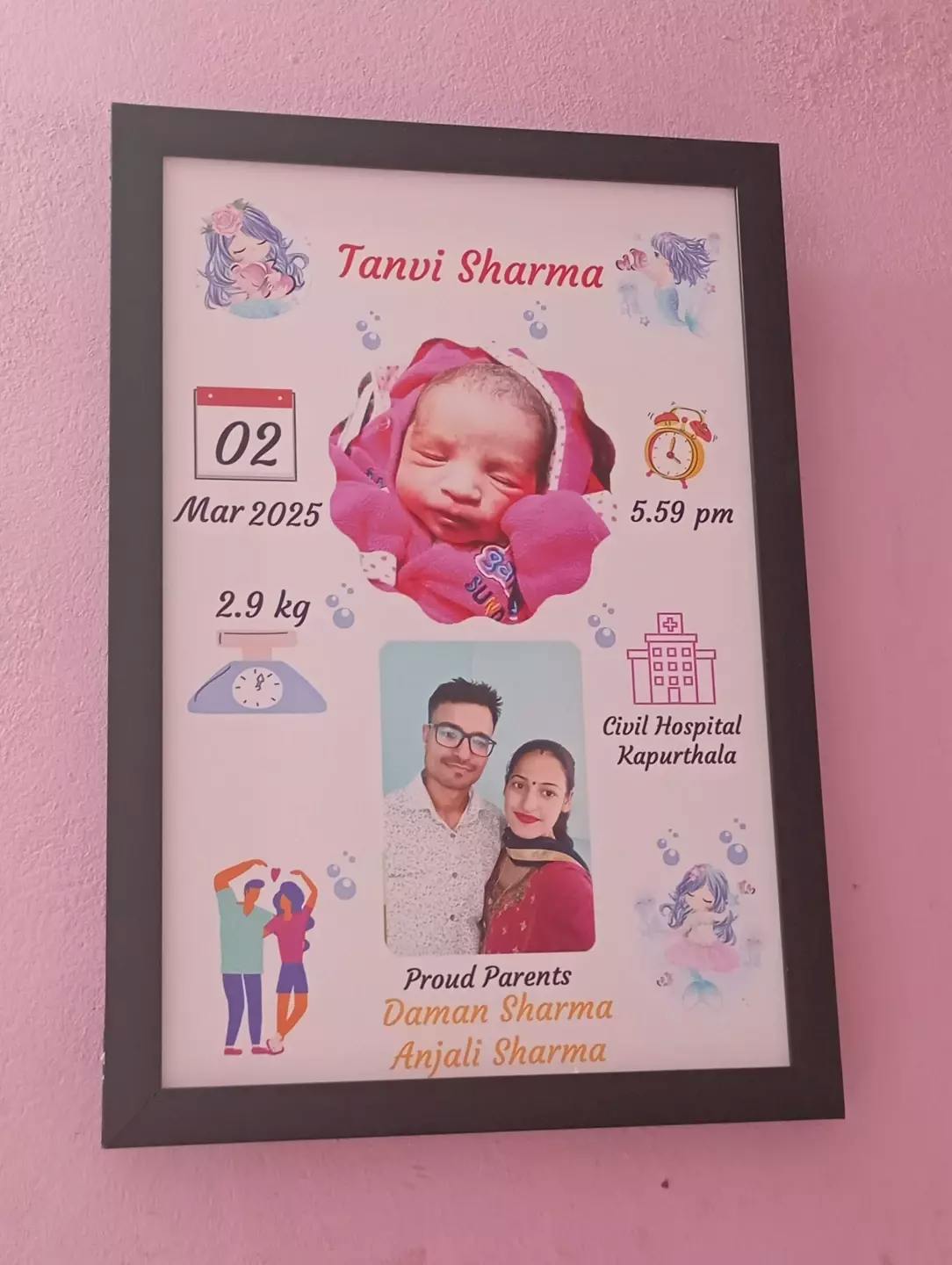 Personalised Baby Birth Frame - Gifting Studio – GiftingStudio.in