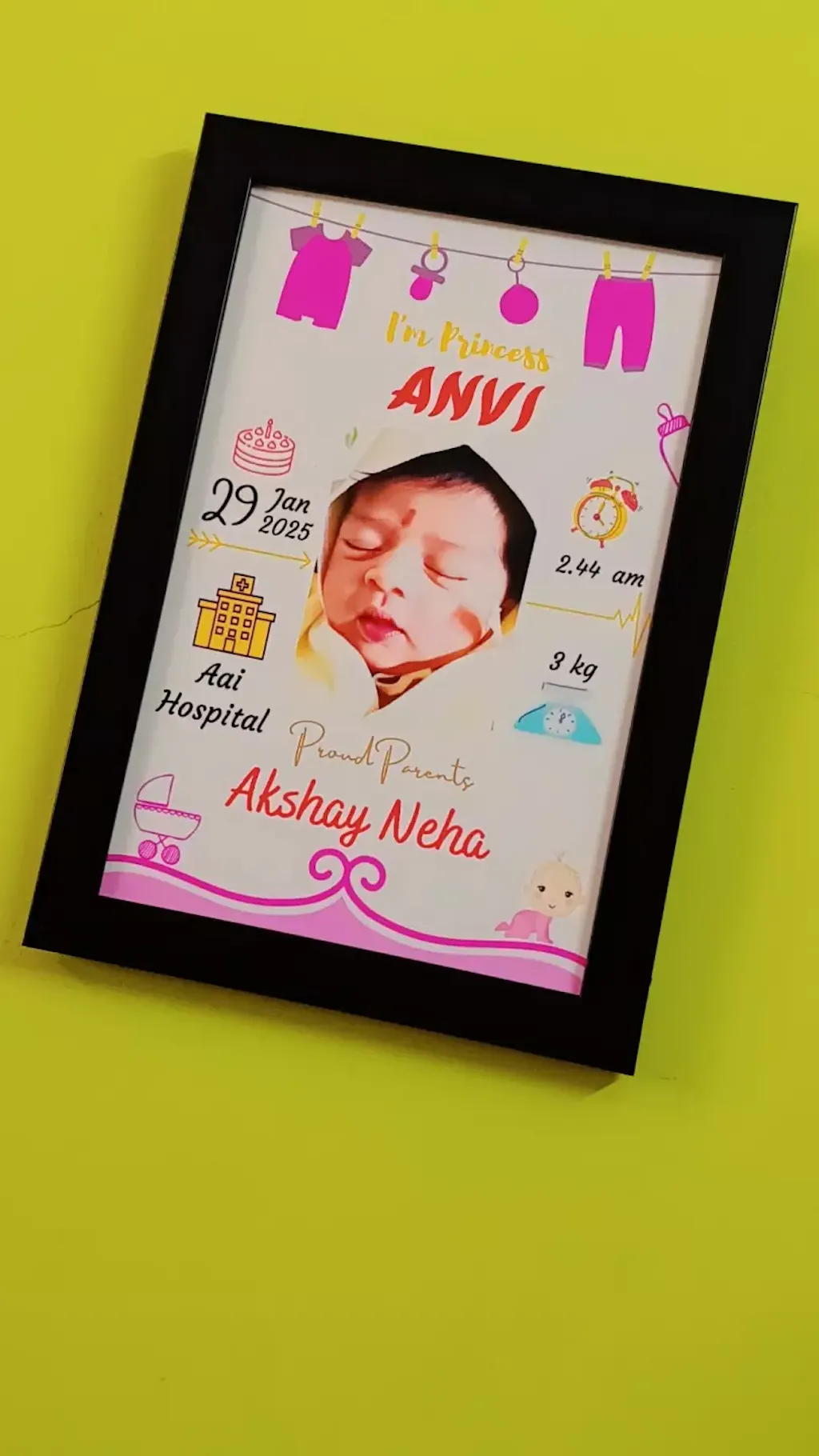 Personalised Baby Birth Frame | New Born Baby Gifts - Gifting Studio ...