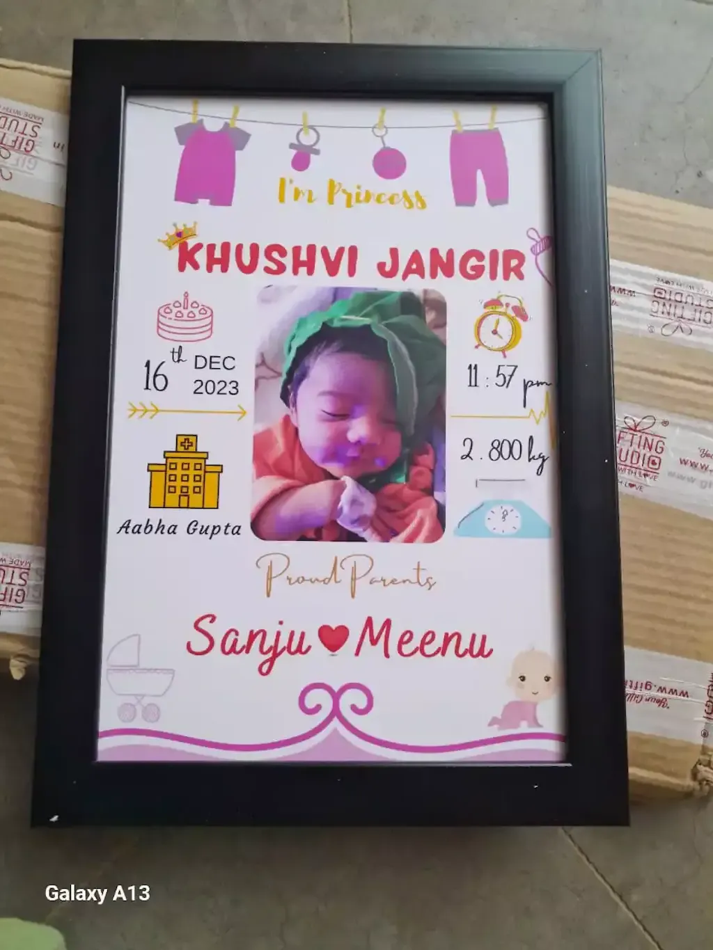 Personalised Baby Birth Frame | New Born Baby Gifts - Gifting Studio ...