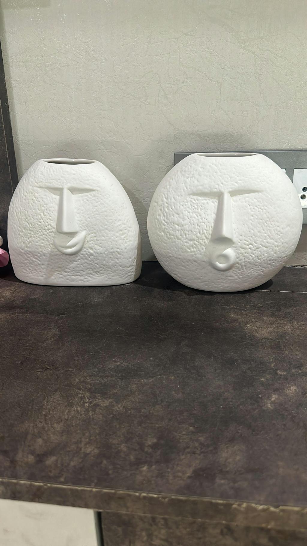 Set of 2 Ceramic Face Vases | Oval Shape | Glimpse Homes